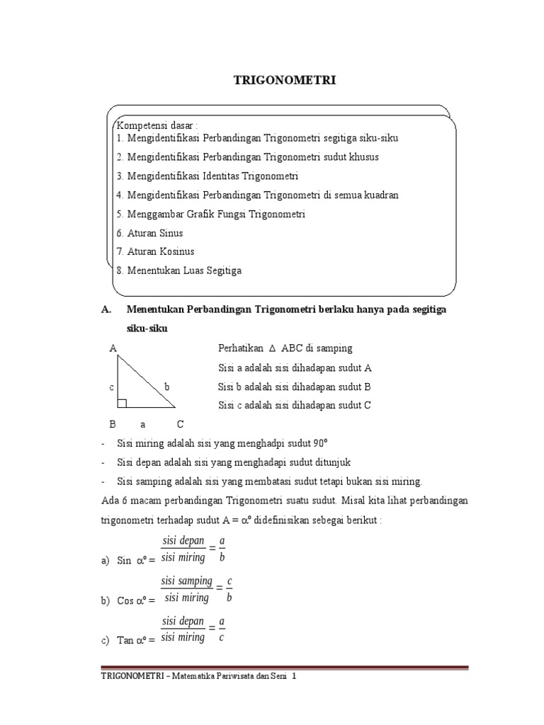 Perbandingan Cot dalam Trigonometri | PDF