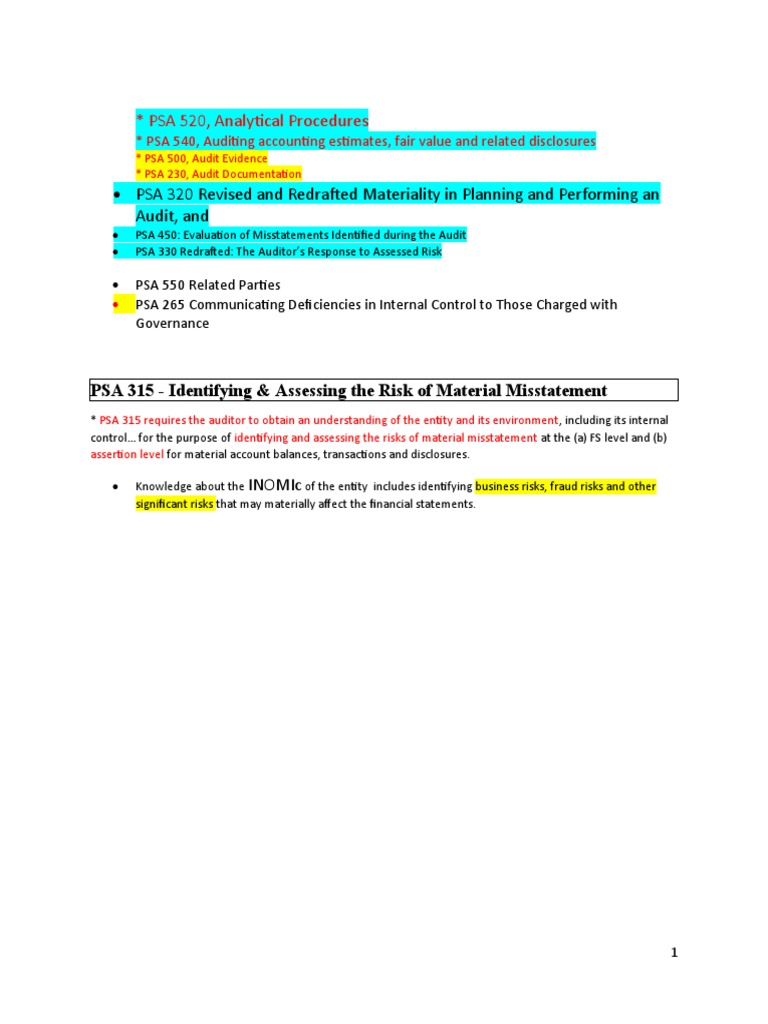 PSA 520, Analytical Procedures: PSA 320 Revised and Redrafted ...