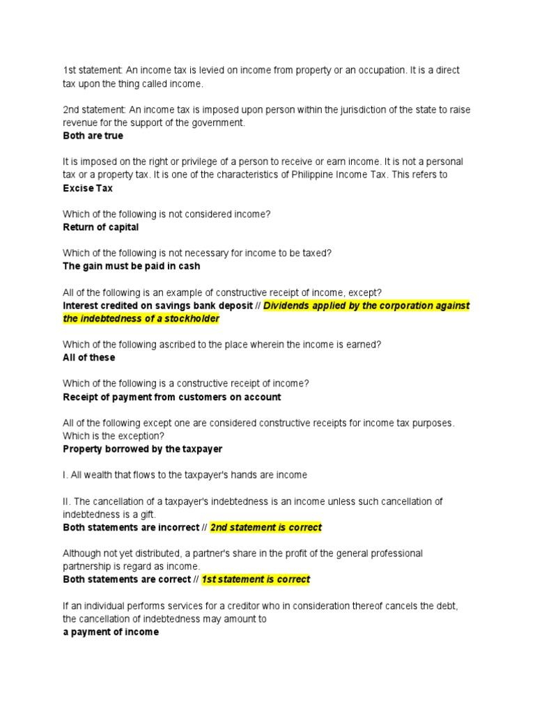 Tax Quiz 2 | PDF | Taxes | Income Tax