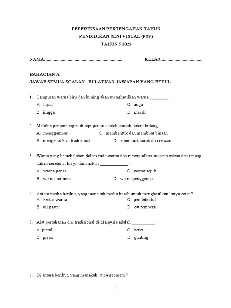 Soalan PSV THN 5 | PDF