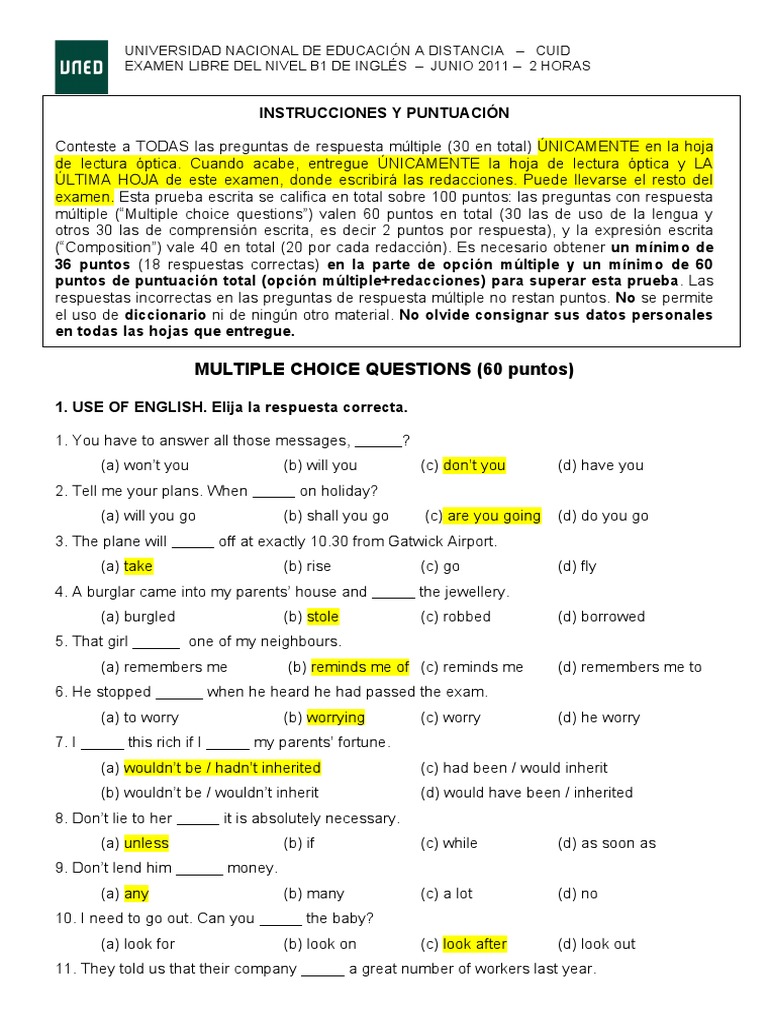 Key b1 Libre Ingles Definitivo Jun11 | PDF | Prueba (evaluación)