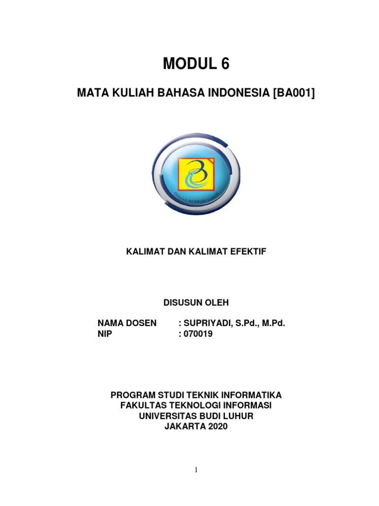 Modul 6 Kalimat Efektif Fti | PDF | Seni & Disiplin Bahasa