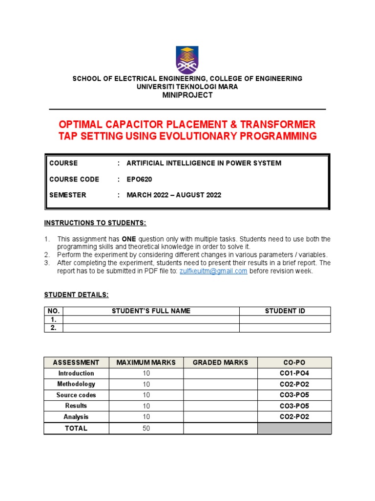Mini Project: Optimal Capacitor Placement | PDF