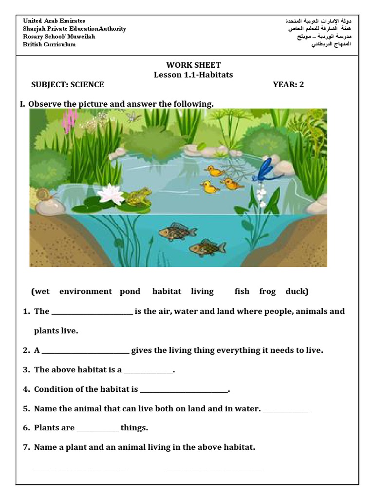 Worksheet - 1.1habitat | Download Free PDF | Habitat | Plants