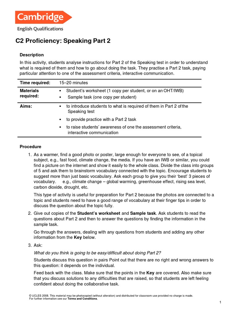 Cambridge English c2 Proficiency Speaking Part 2 | PDF | Climate Change ...