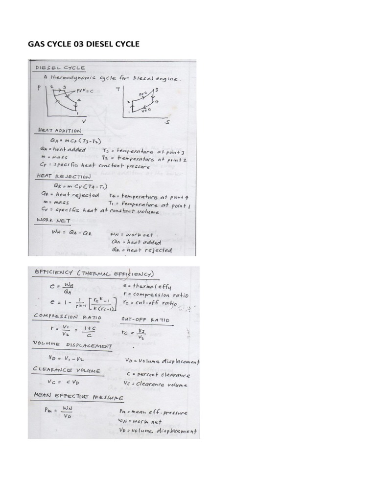 Gas Cycle 3 Diesel Cycle | PDF