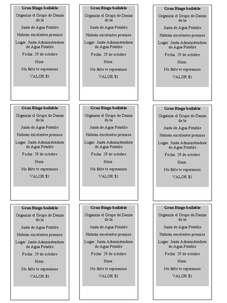 Gran Bingo Bailable - 102624 | PDF