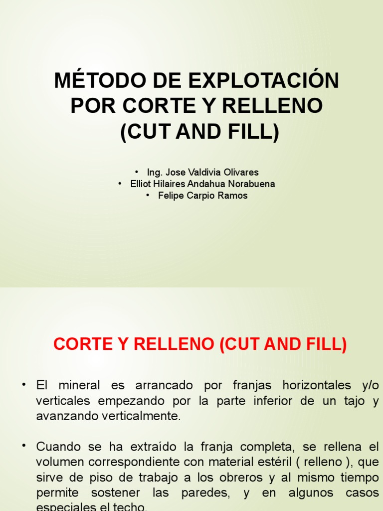 Metodo Por Corte y Relleno | PDF | Minería | Hormigón
