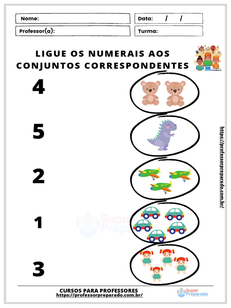Ligue Numerais a Conjuntos Correspondentes | PDF | Educação Especial ...