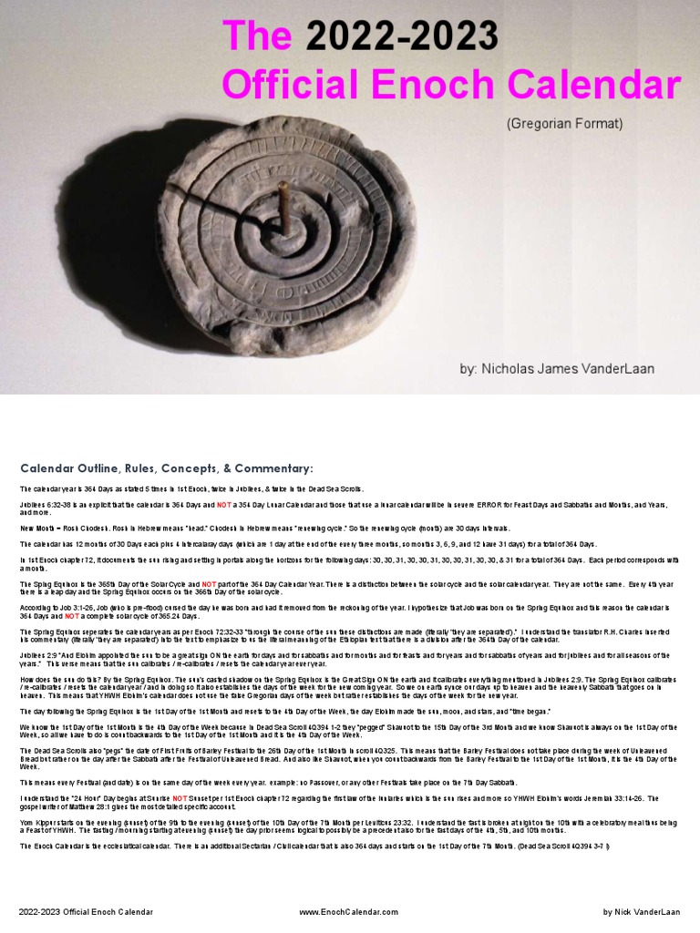 2022-2023 Official Enoch Calendar Gregorian Format | PDF | Passover ...