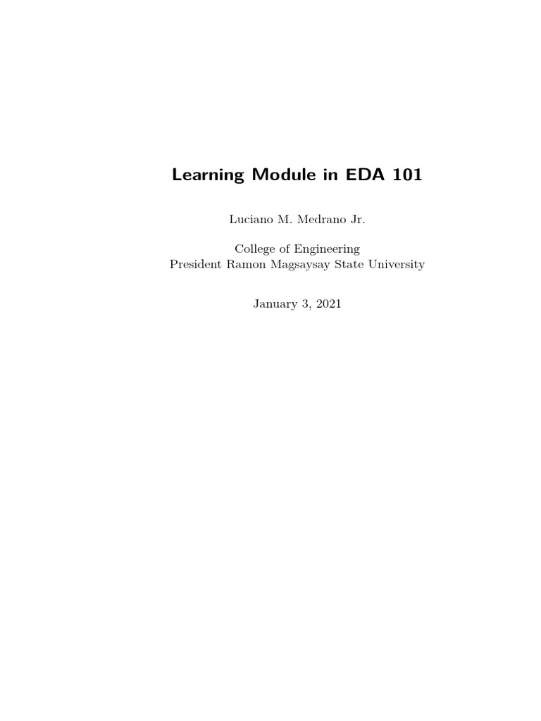 2020-2021 EDA 101 Handout | PDF | Probability Distribution | Estimator 2020-2021 EDA 101 Handout | PDF | Probability Distribution | Estimator