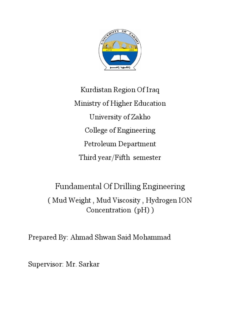 Report (Mud Weight, Viscosity, PH) | PDF | Ph | Density