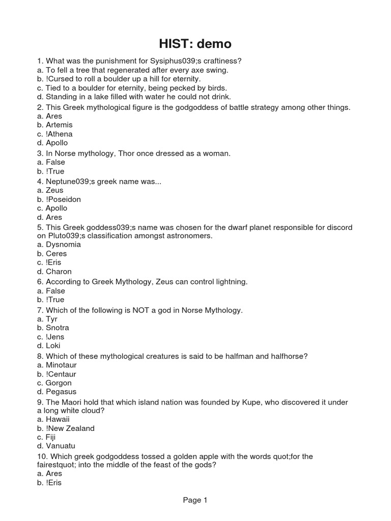 Hist141 Lab 1 | PDF | Greek Mythology | Mythological Characters