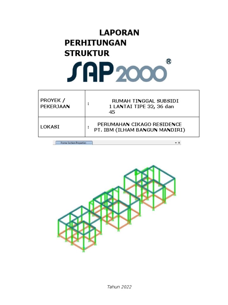 Laporan Perhitungan Struktur Rumah Tinggal Tipe 32 36 Dan 45 | PDF