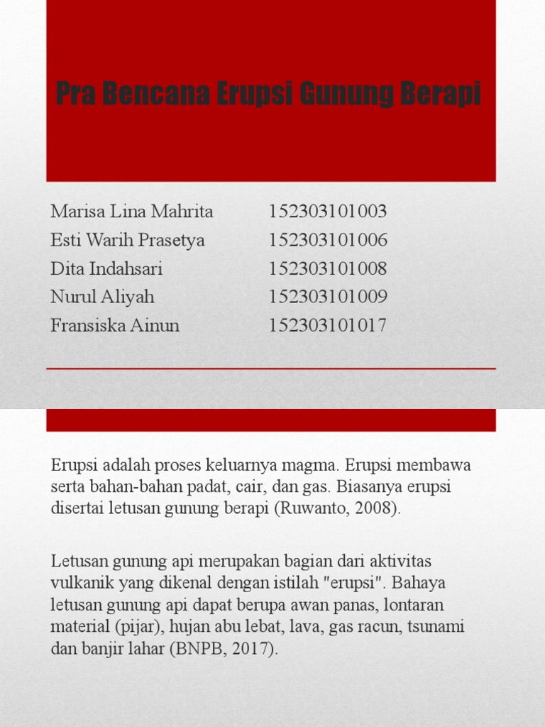 Pra Bencana Erupsi Gunung Berapi 1 | PDF