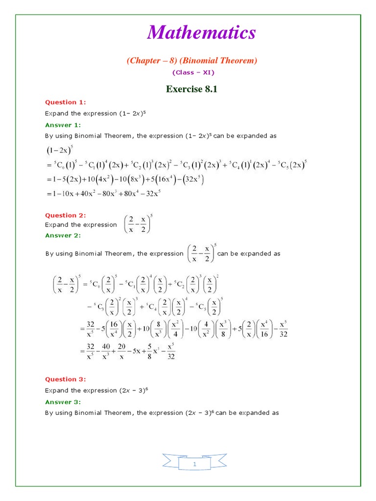 Binomial Theorem | PDF | Factorization | Mathematical Concepts