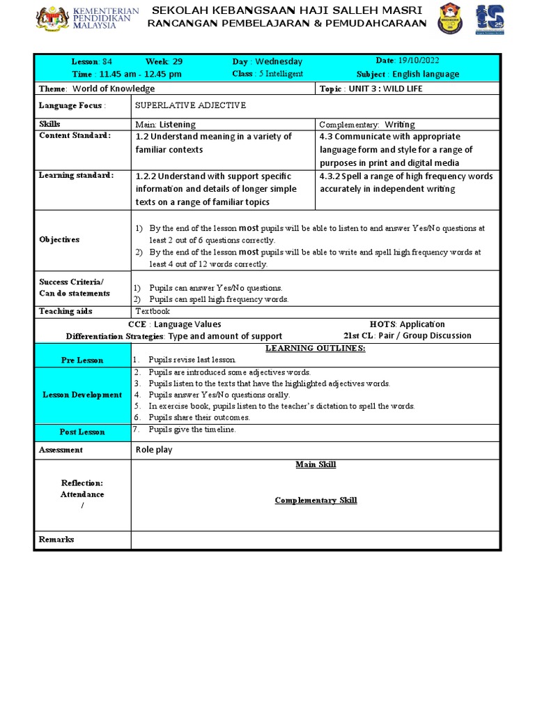 Listening And Writing Lesson Plan Pdf Learning Word