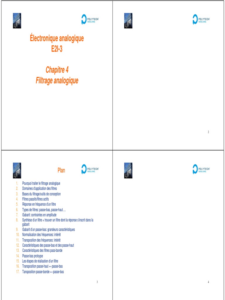 Gabarits et filtres analogiques | PDF | Filtre (électronique) | Filtre ...