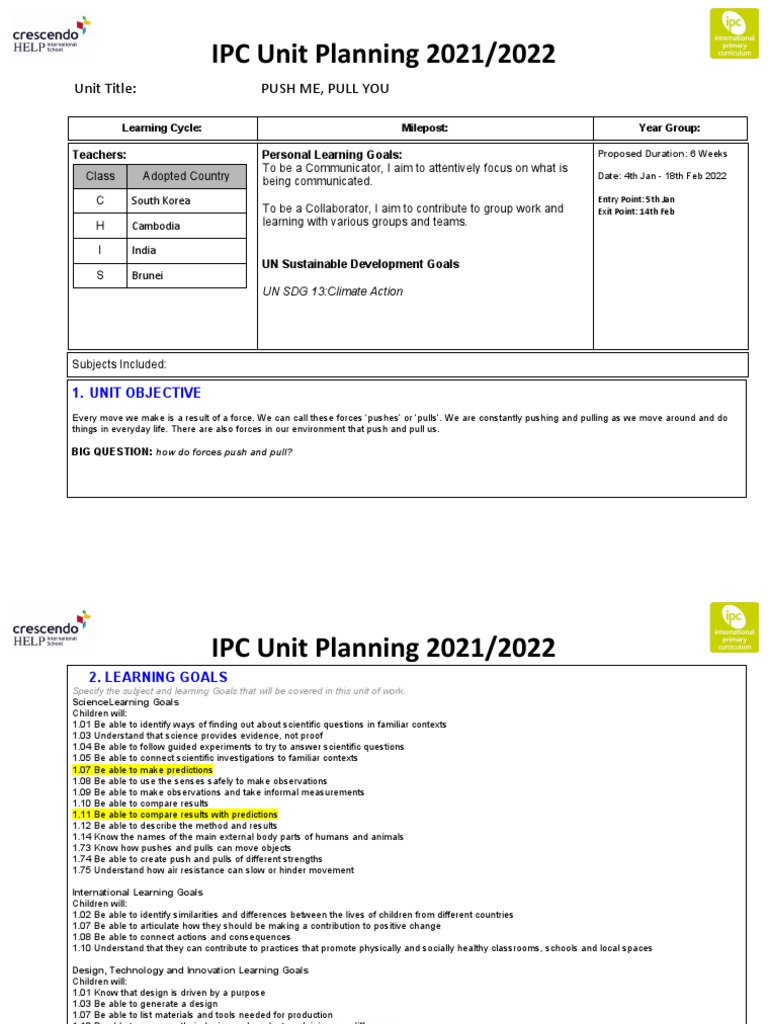 Push Me, Pull You - Year 2 | PDF | Force | Learning