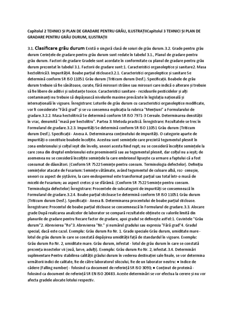 Capitolul 2 TEHNICI ȘI PLAN DE GRADARE PENTRU GRÂU | PDF
