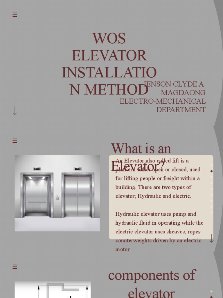 Wos Elevator Installation Method | PDF | Elevator | Civil Engineering