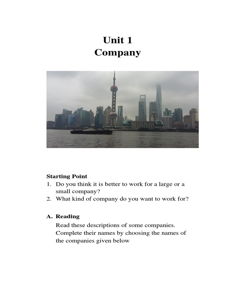 1 - ENGLISH MODULE UNIT 1 (Company) | PDF | Verb | English Language