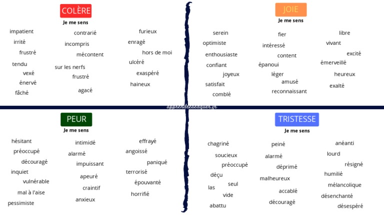 Vocabulaire Des Émotions | PDF | Santé mentale | Métaphysique de l'esprit