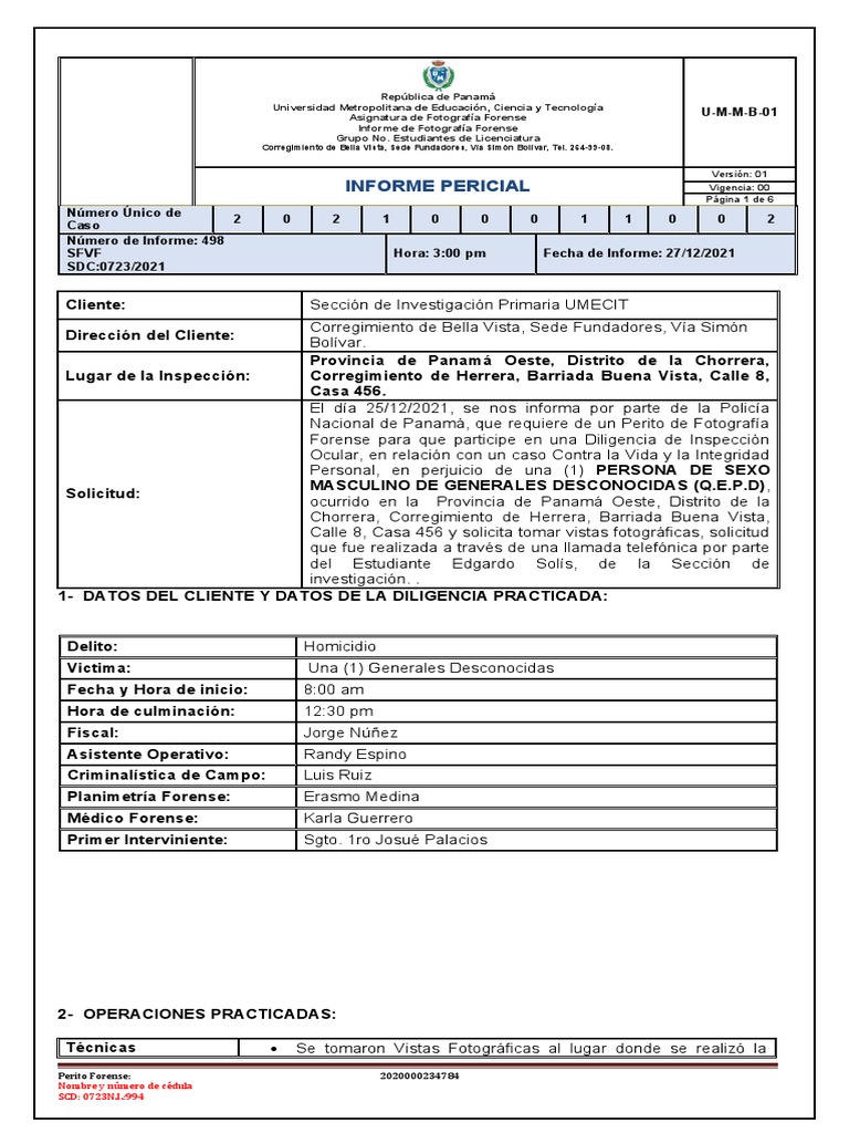 Informe Final Fotografia Forense-Diplomado | PDF | Ciencia y derecho | Jurisprudencia médica