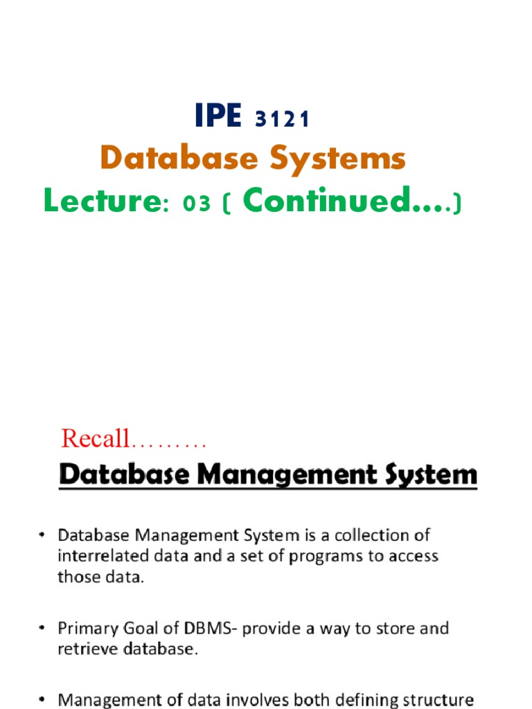 Lecture 03 Continued | PDF | Databases | Data Management