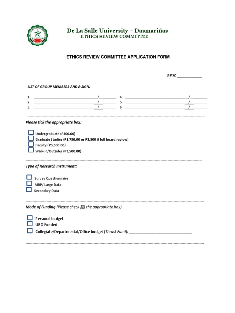 ERC - Application Form LATEST | PDF