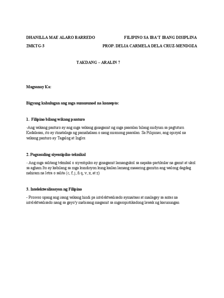 Takdang - Aralin 7 | PDF