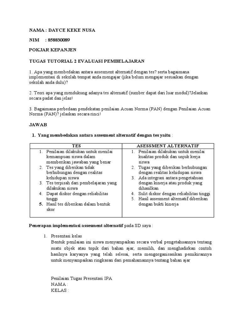 TT 2 Evaluasi Pembelajaran | PDF