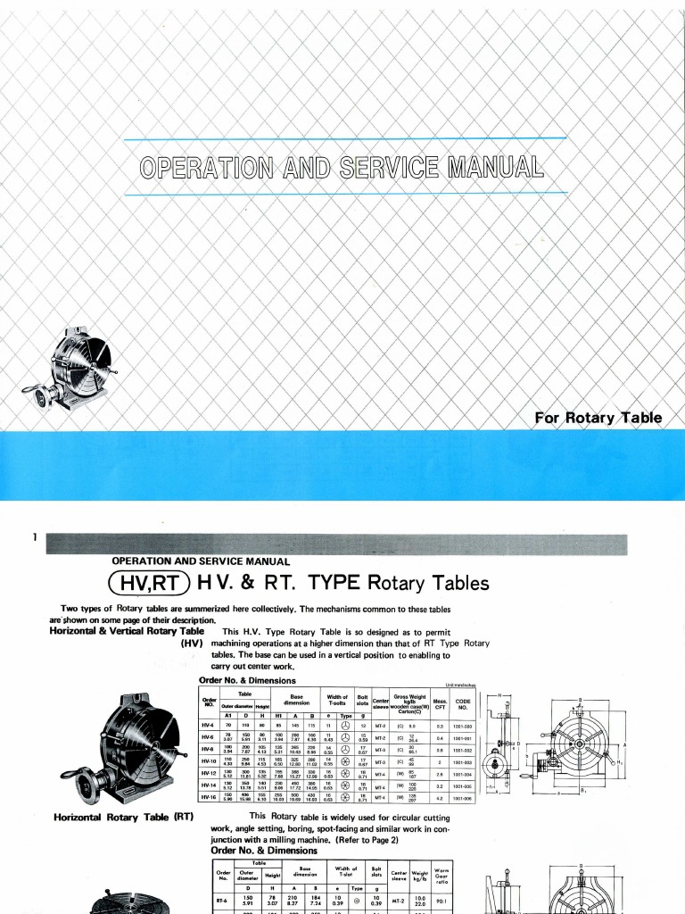 Vertex Rotary Table HV RT Manual | PDF