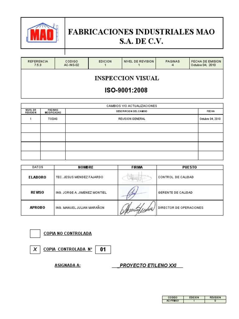 Inspección Visual de Soldaduras | PDF | Construcción | Soldadura
