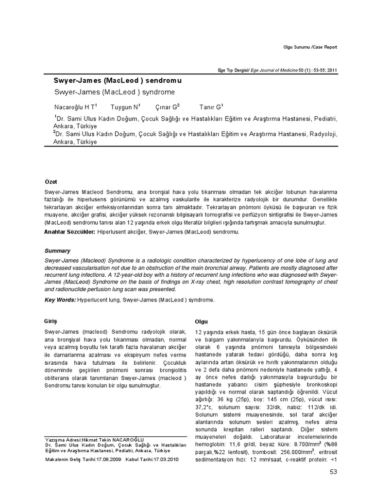 Swyer-James (MacLeod) Sendromu (#343870) - 350455 | PDF