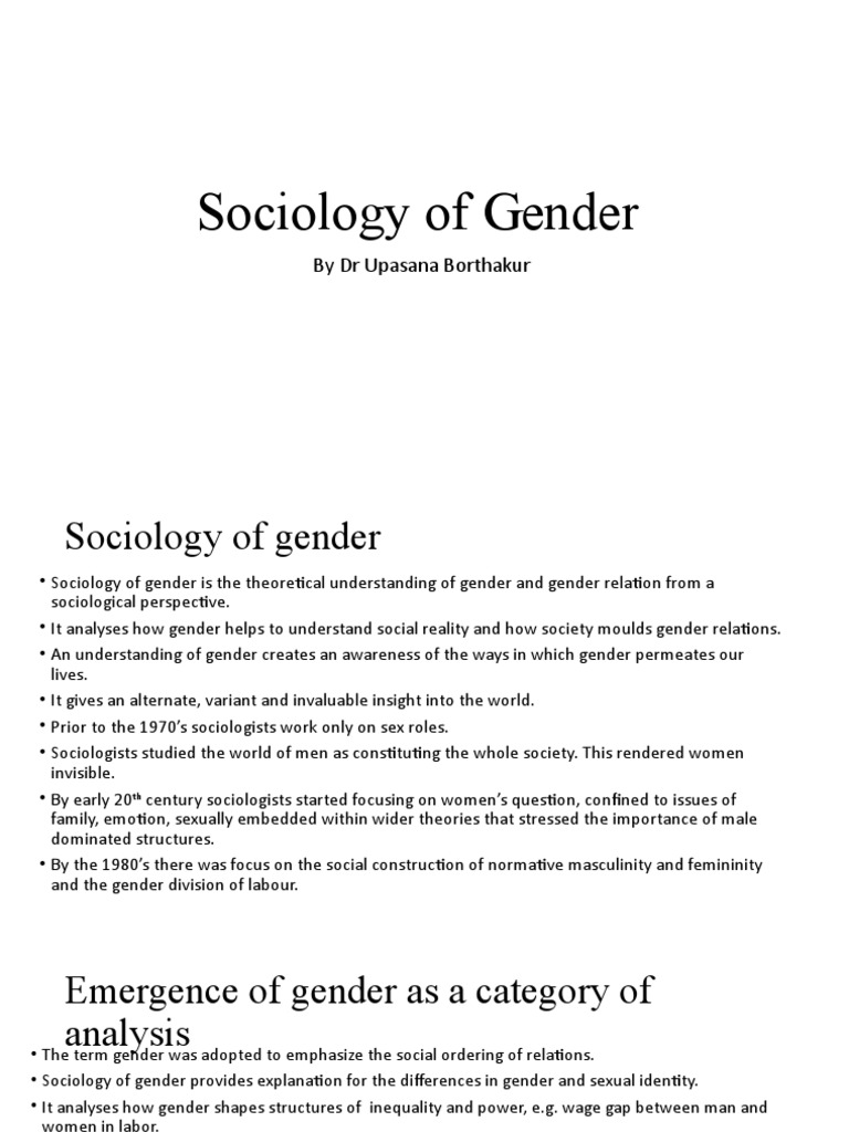 Sociology of Gender | Download Free PDF | Feminism | Gender Studies