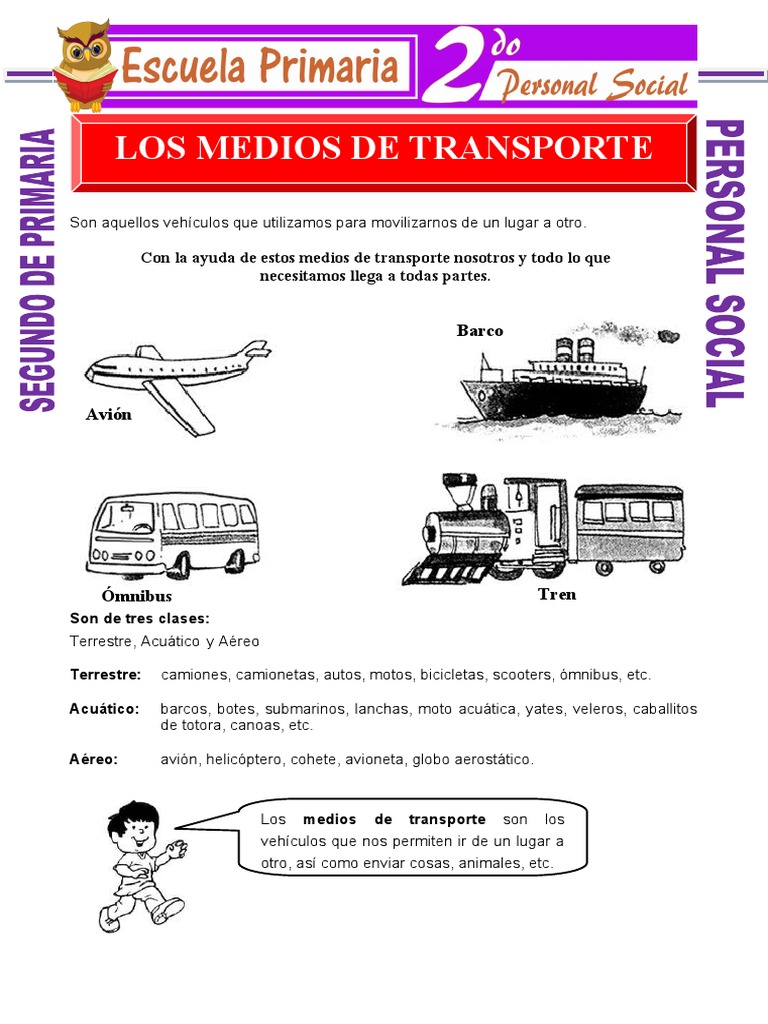 Los Medios de Transporte para Segundo de Primaria | PDF | Transporte ...