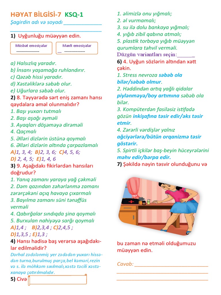 Həyat Bilgisi-7 KSQ-1 | PDF