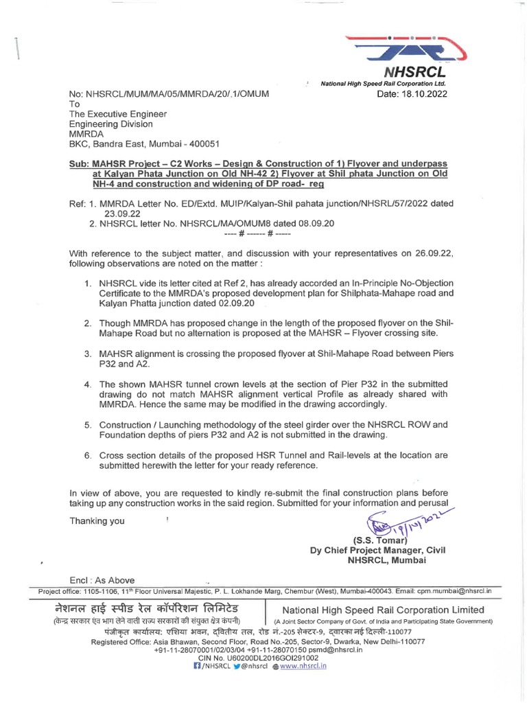 Letter To MMRDA | PDF