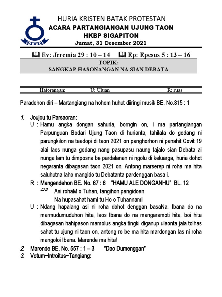 Acara Malam Ujung Tahun 31 Des 2021 | PDF