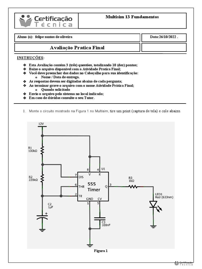 Atividade Prática Final - Multisim 13 Fundamentos | PDF