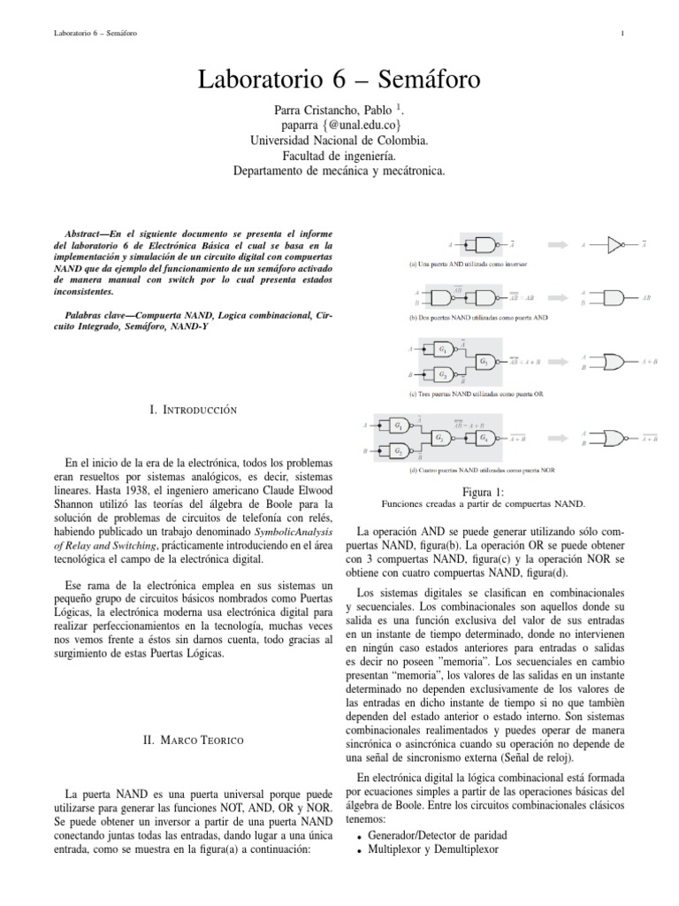 Laboratorio No 6 Sem Foro | PDF | Puerta lógica | Electrónica