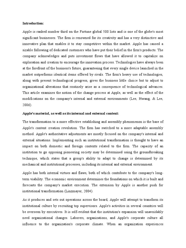 Apple Inc. Organizational Change | PDF | Apple Inc. | Innovation