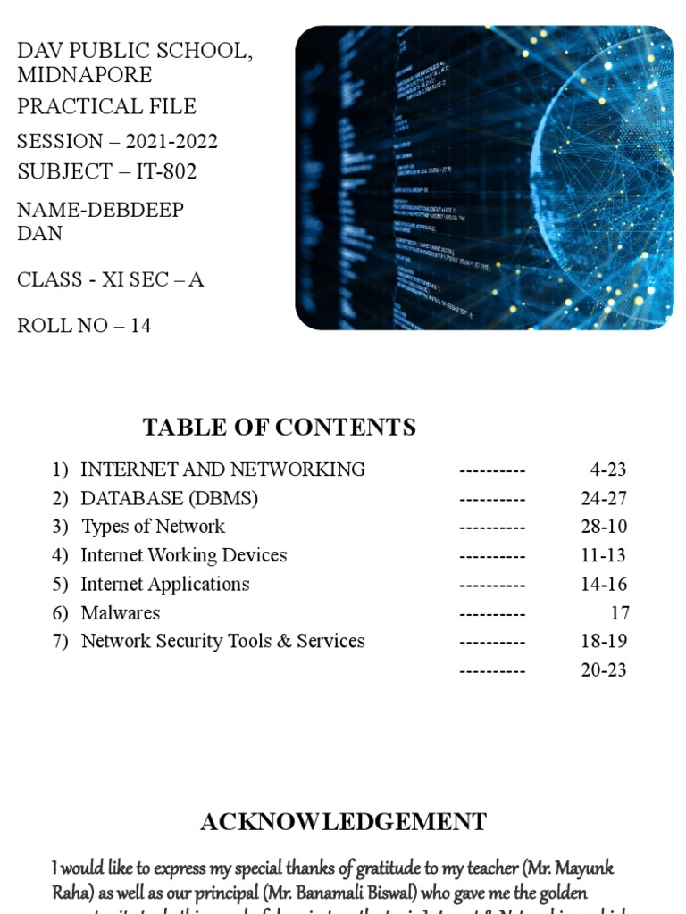 Class 12 IT-802 Internet Project File | PDF | Computer Network ...