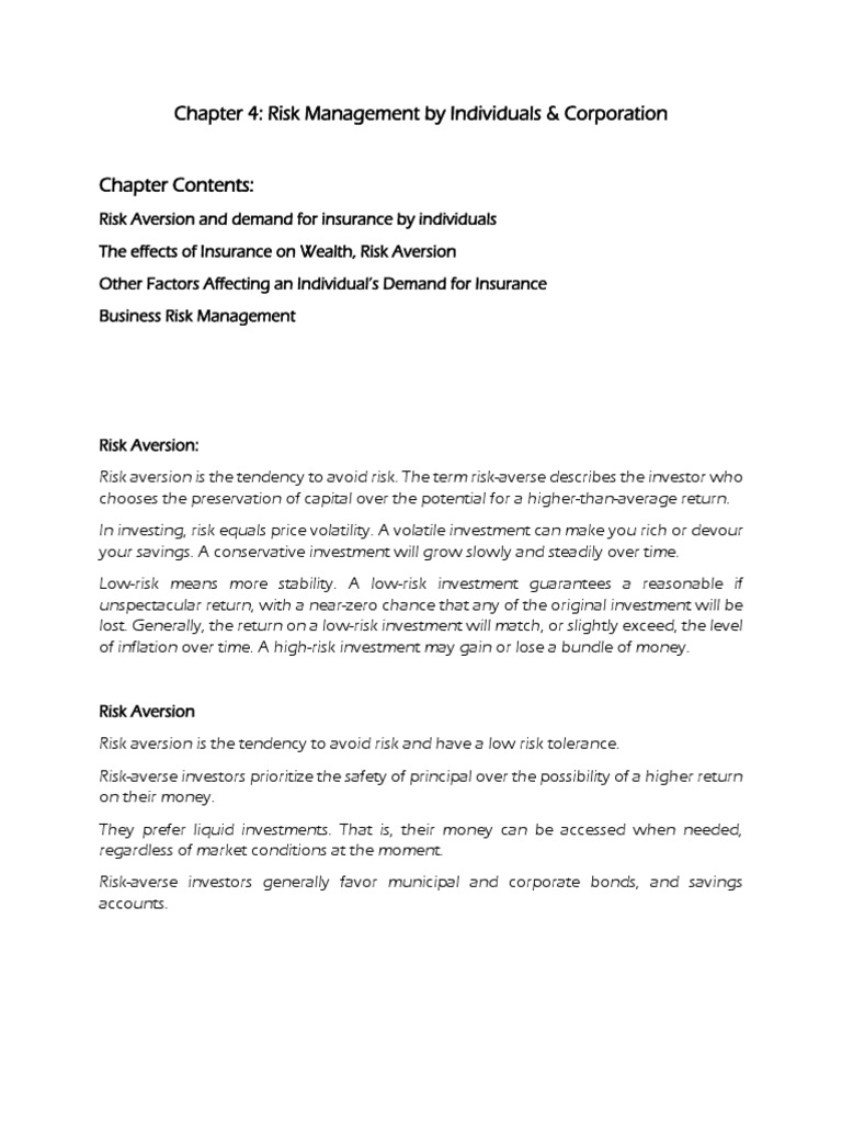 Chapter 04 RMI | PDF | Insurance | Risk Aversion