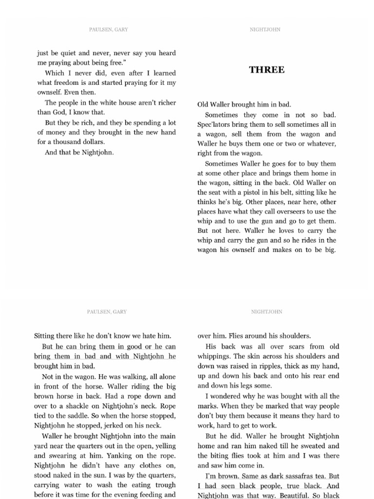 Nightjohn Chapter 3 | PDF