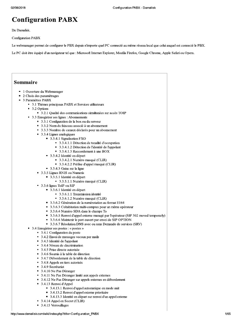 Configuration PABX | PDF