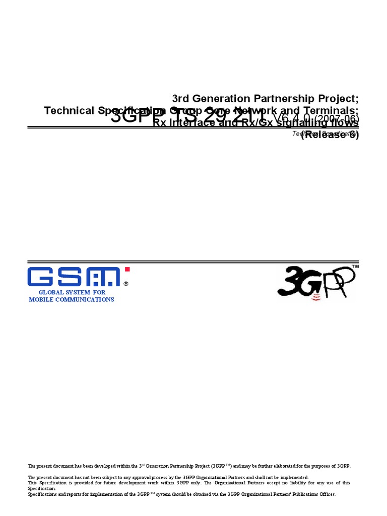 3GPP TS 29.211 RX Interface and RXGX Signalling Flows | PDF | Ip ...