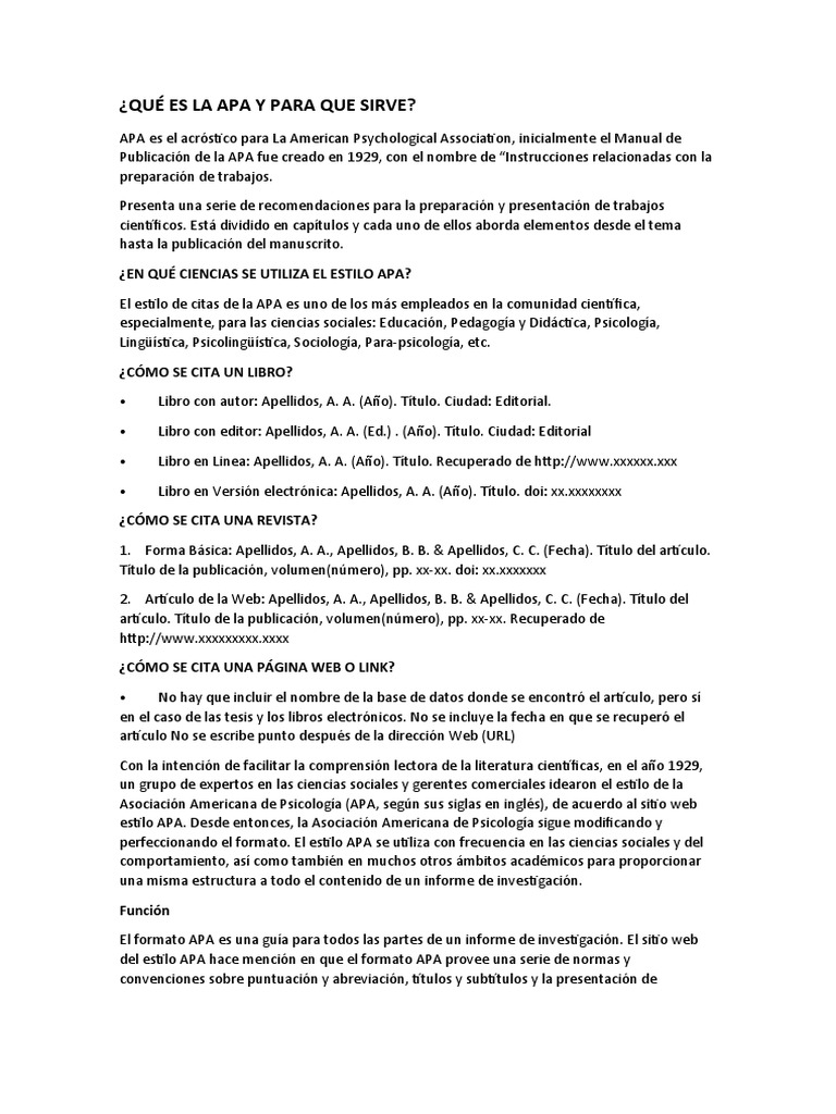 Qué Es La Apa y para Que Sirve | PDF | Estilo apa | Red mundial