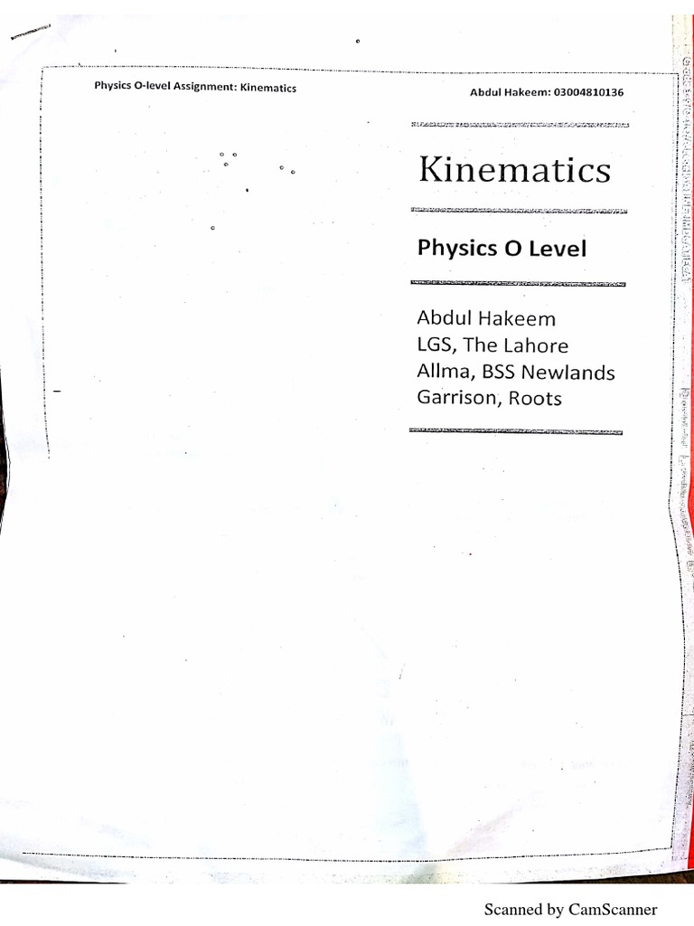 Kinematics Worksheet | PDF